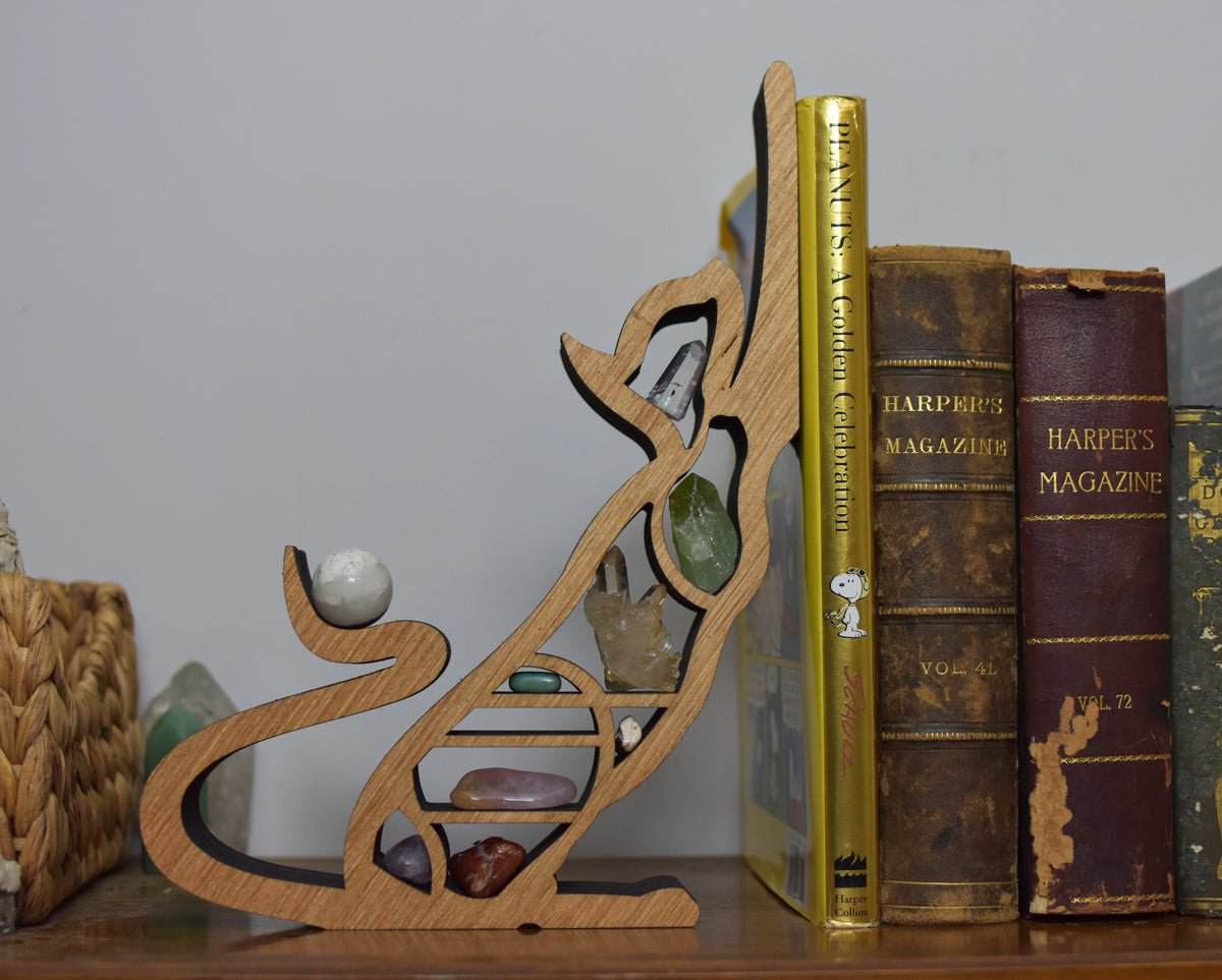 *Made To Order* Almond Brown Cat Stretching Book Ends And Corner Displ ...