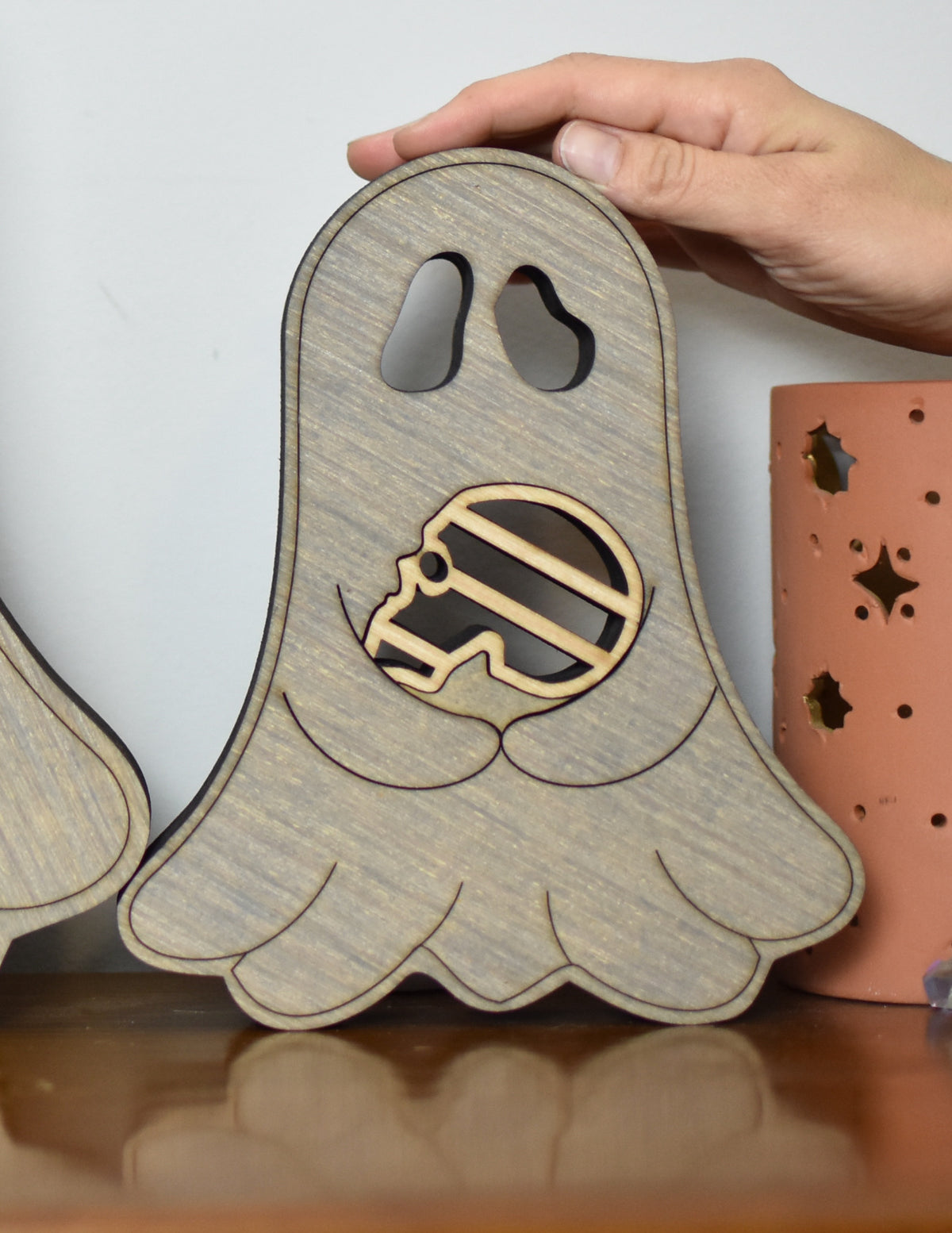 *Made To Order* Regular Size Ghosty Paws Skull Ghost Wooden Crystal Di ...