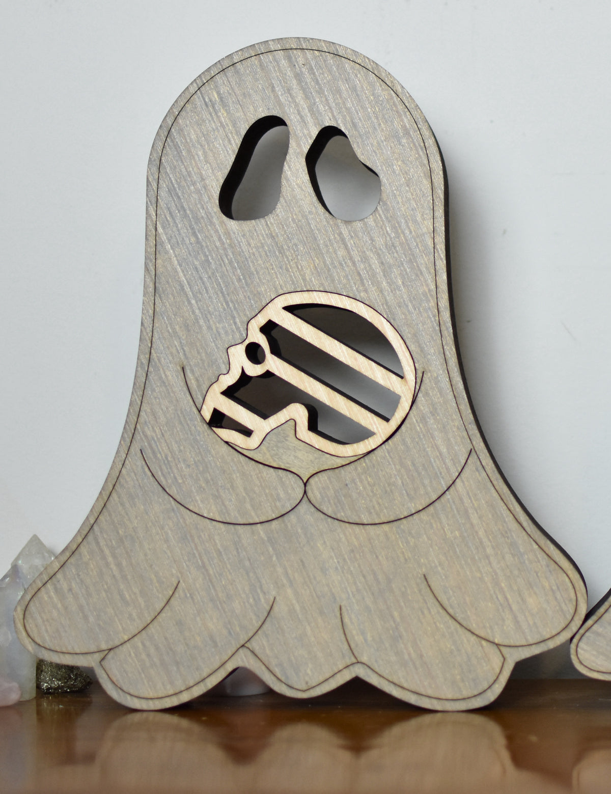 *Made To Order* Big Ghosty Paws Skull Ghost Wooden Crystal Display She ...