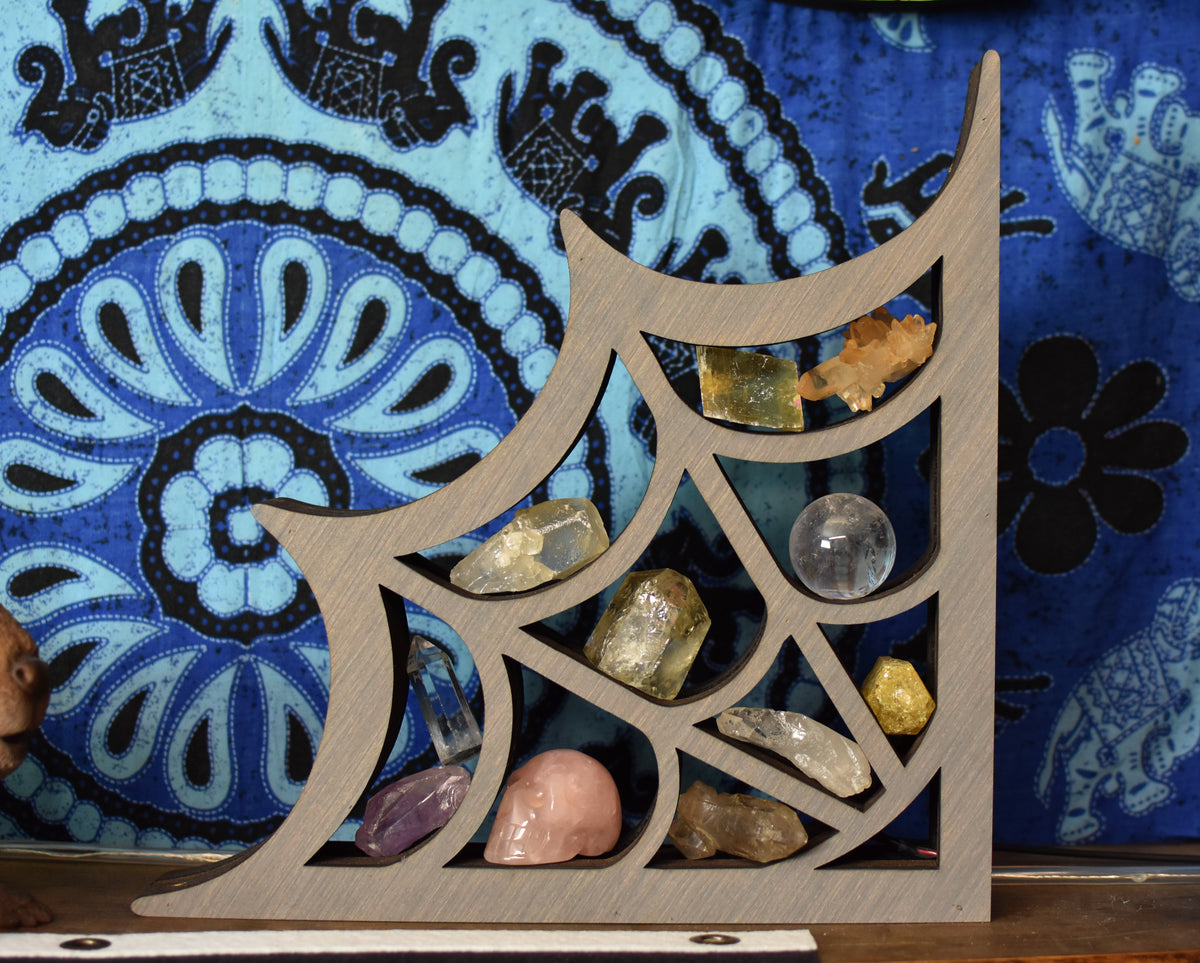*Made To Order* Gray Freestanding Web Shelf - Crystal Display Shelf — J ...