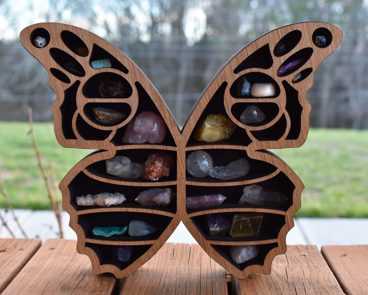 *Made To Order* Almond Brown Butterfly Wings Wood Carving and Crystal ...