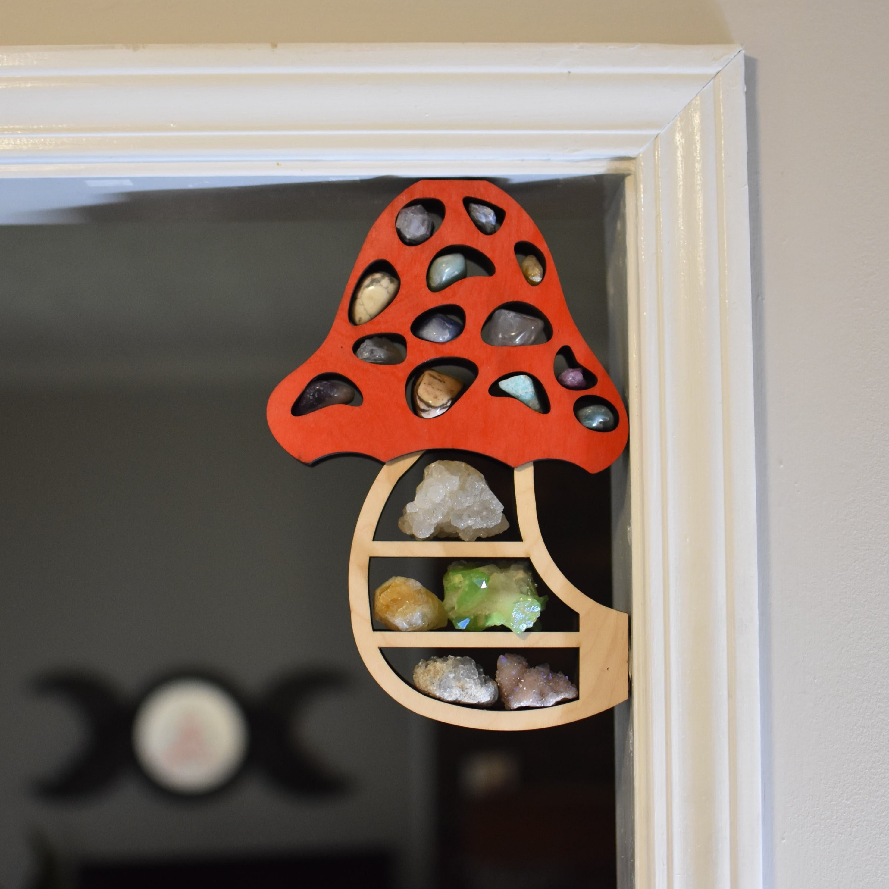 *Made To Order* Red Mushroom Shaped Corner Crystal Shelf or Display — J ...