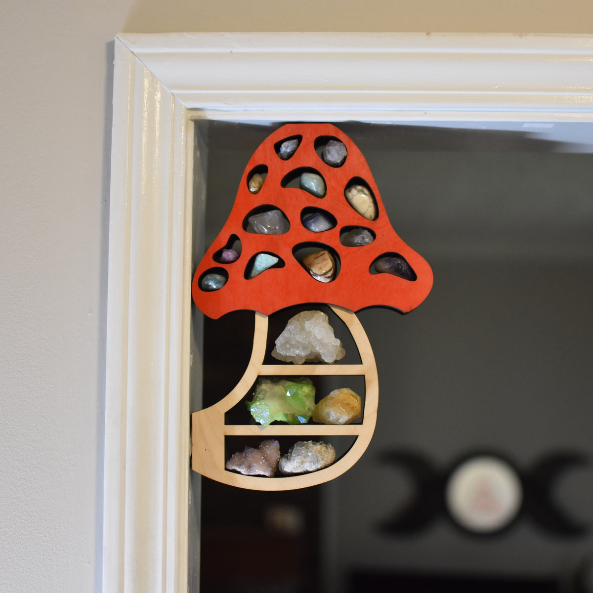 *Made To Order* Red Mushroom Shaped Corner Crystal Shelf or Display — J ...
