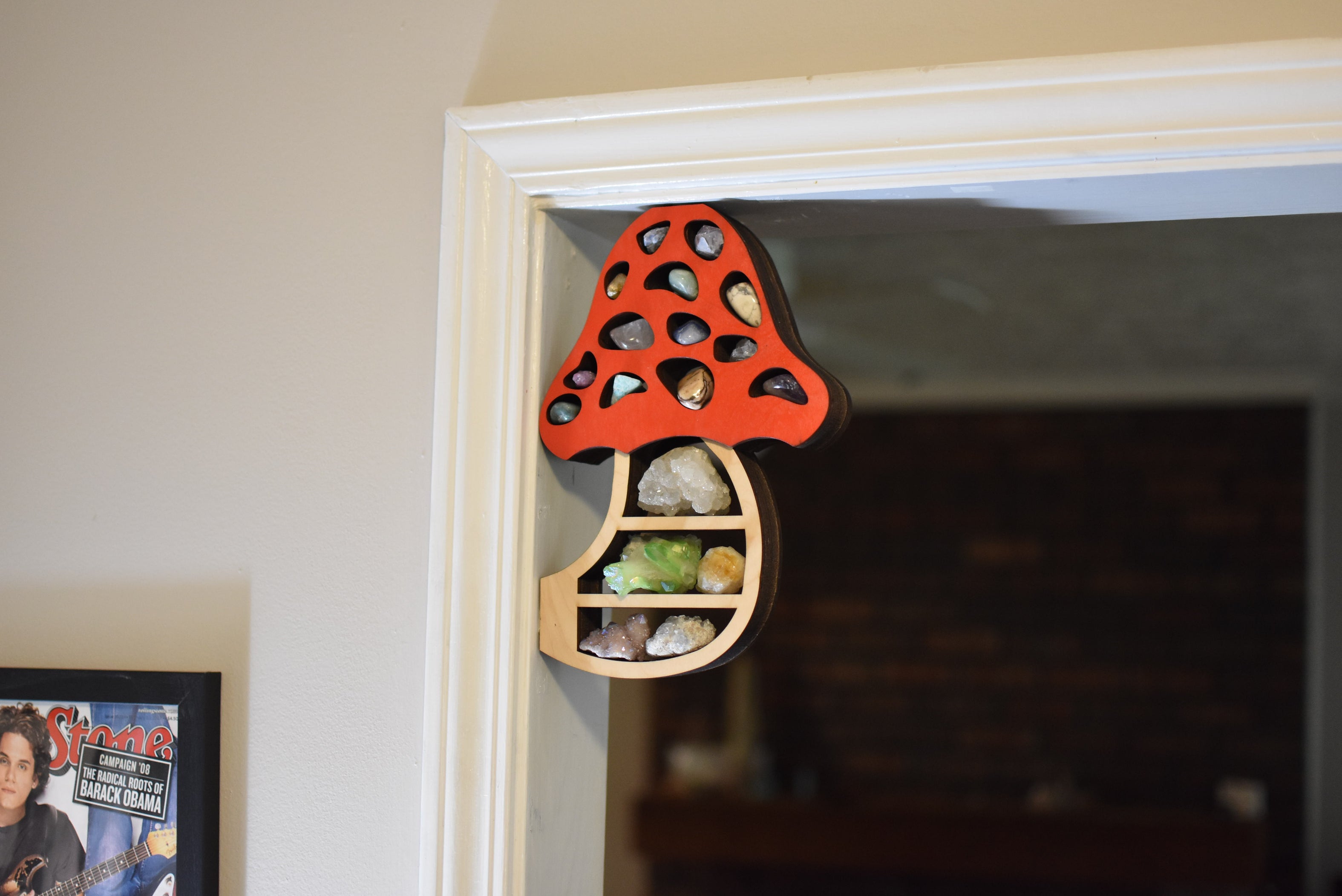 *Made To Order* Red Mushroom Shaped Corner Crystal Shelf or Display — J ...